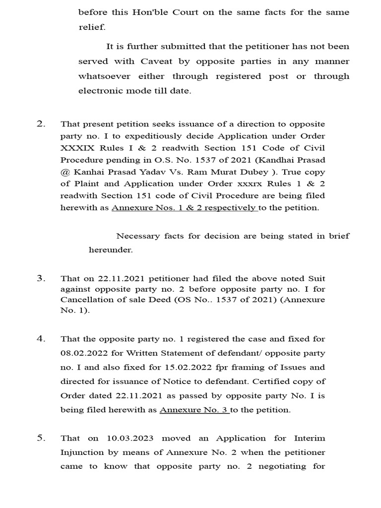 Urgent Petition for Interim Injunction | PDF | Lawsuit | Injunction