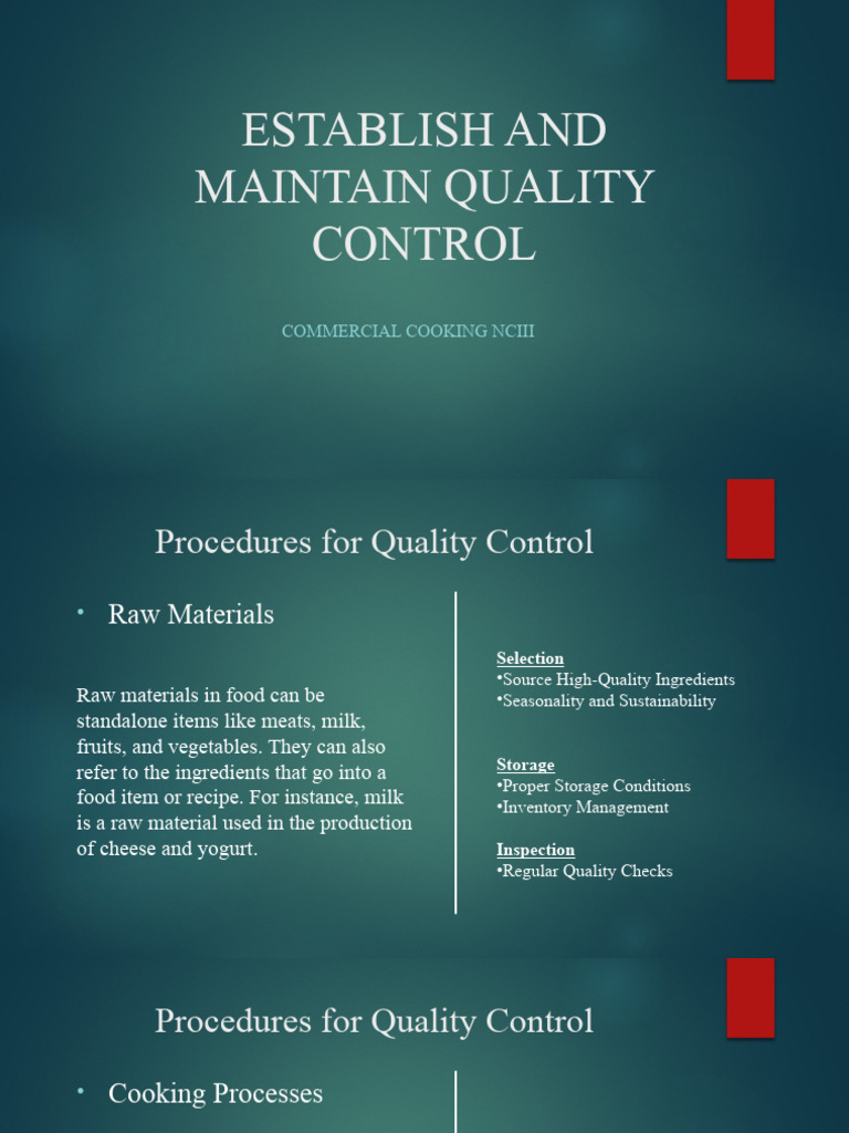 Establish and Maintain Quality Control | PDF