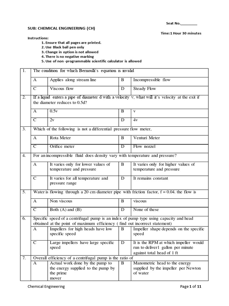 Chemical Engineering Exam Questions | PDF | Chemical Reactor | Reaction ...