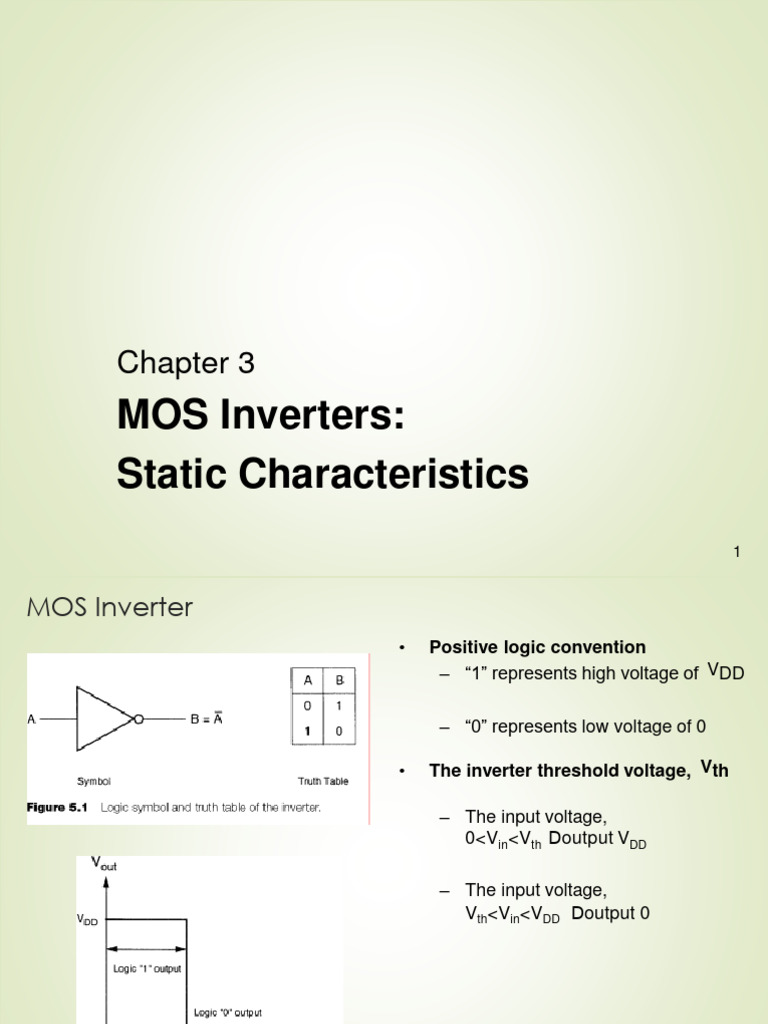 CMOS Inverter Static Characterstics | PDF | Mosfet | Cmos