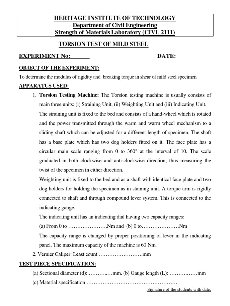 Torsion Test Pdf Yield Engineering Deformation Engineering