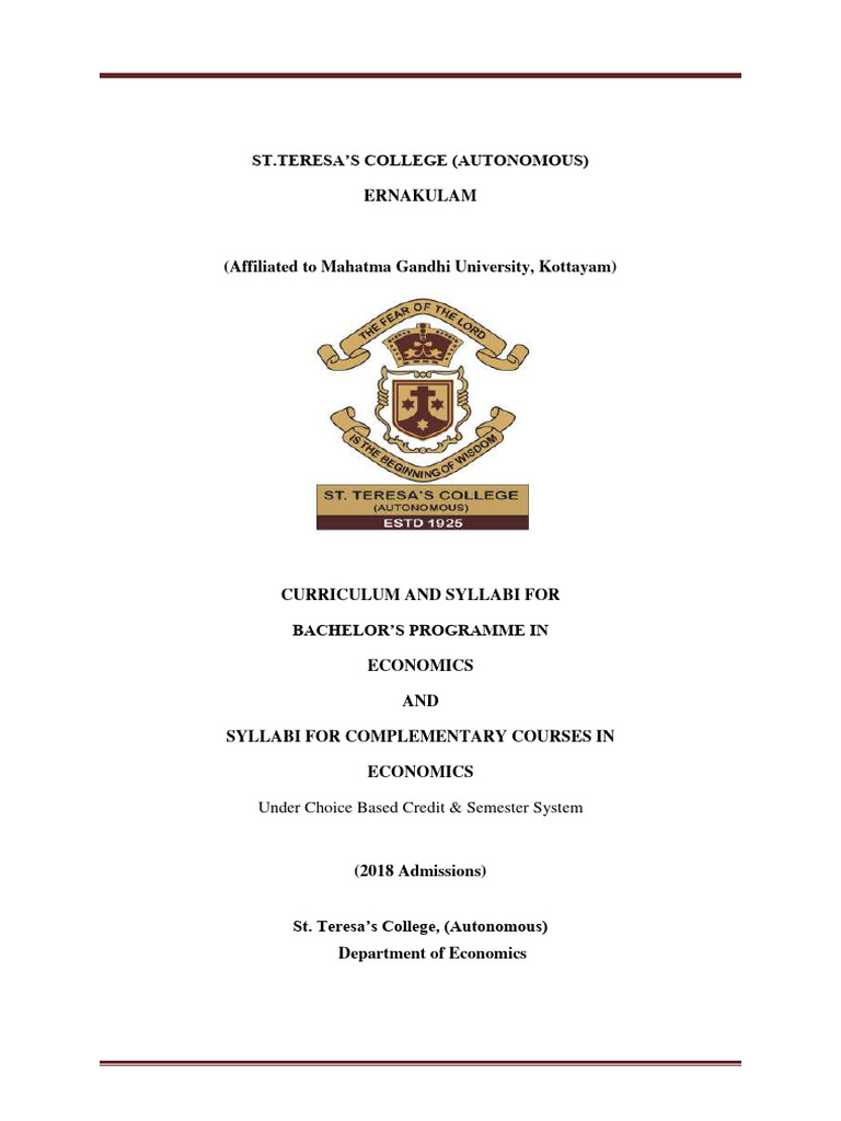 Ba Syllabus 2018 CD Copy Corrected | PDF | Curriculum | Economics