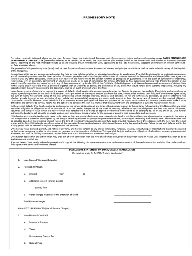 Sample Copy of Promissory Note | PDF | Interest | Loans