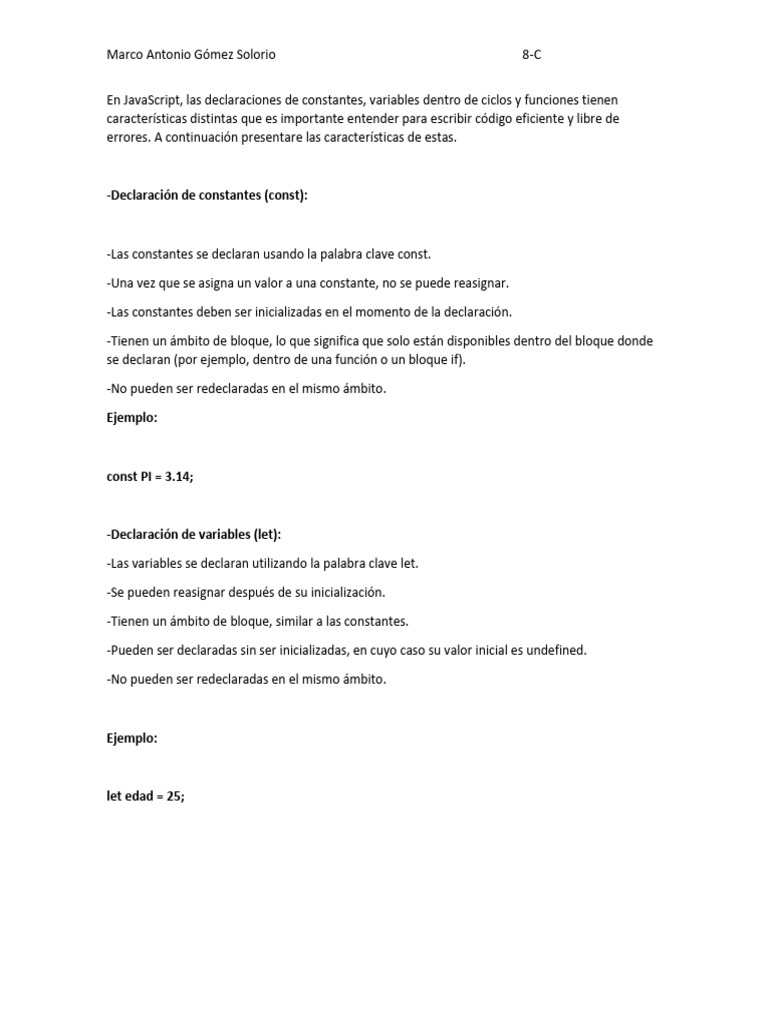 CaracteristicasJavaScript | PDF | Variable (informática) | Script Java