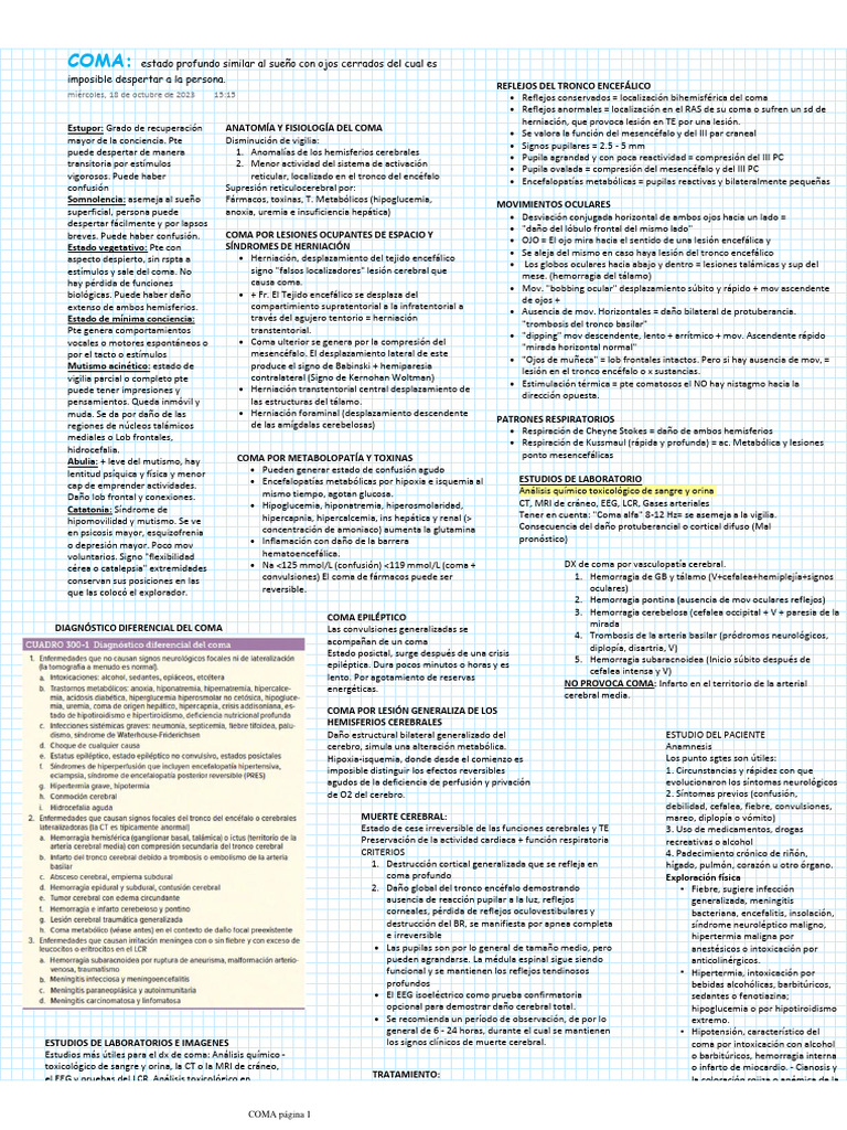 COMA | PDF | Coma | Cerebro