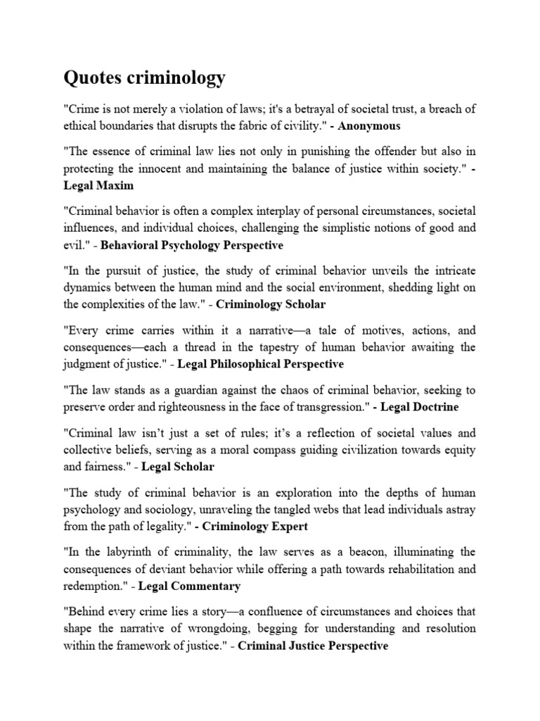 Quotes Criminology | PDF | Crimes | Crime & Violence