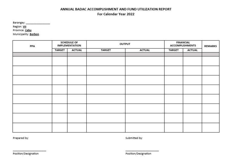 BADAC Accomplishment and Fund Utilization Report | PDF