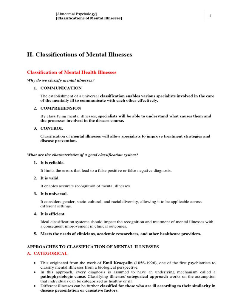 II. Classification of Mental Illness | Download Free PDF | Diagnostic And Statistical Manual Of ...