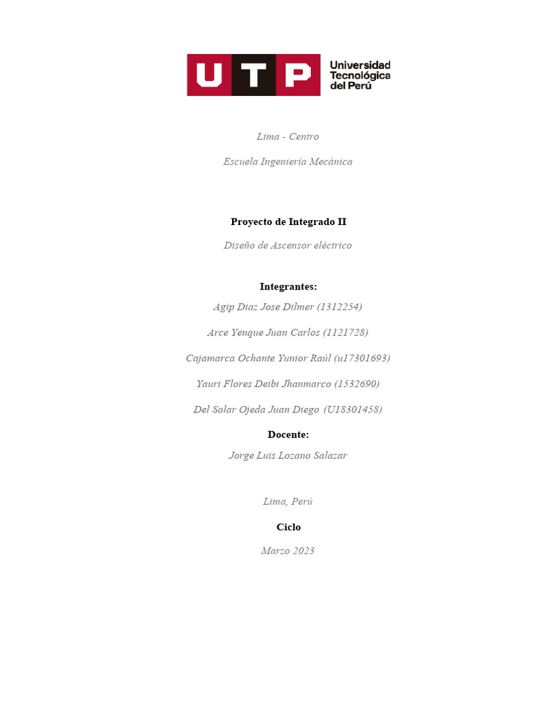 PF - Proyecto Ascensor | PDF | Ascensor | Bienes manufacturados