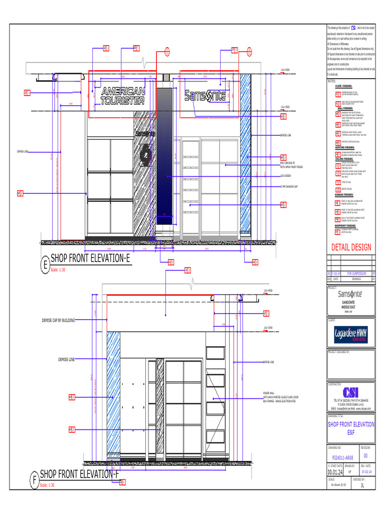 Samsonite Shop Front Elevation Design | PDF | Wall | Building Engineering