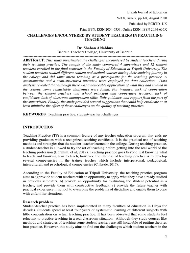 Challenges in Student Teaching Practice | PDF | Teachers | Learning
