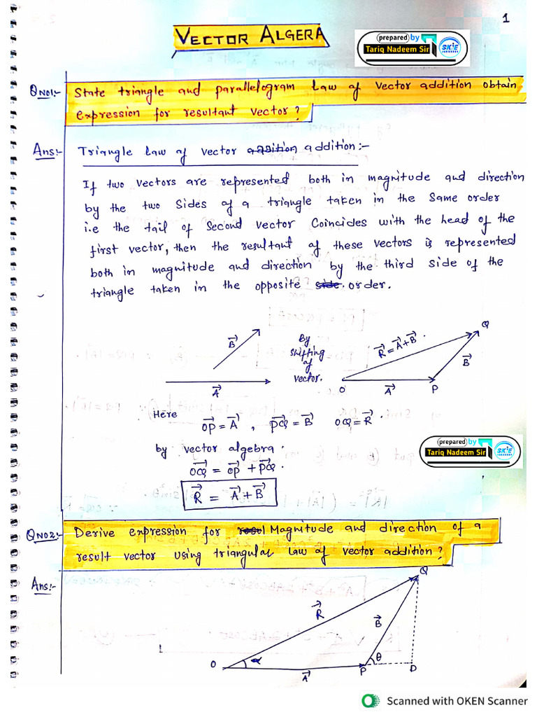 Vectors full chapter -1 | PDF