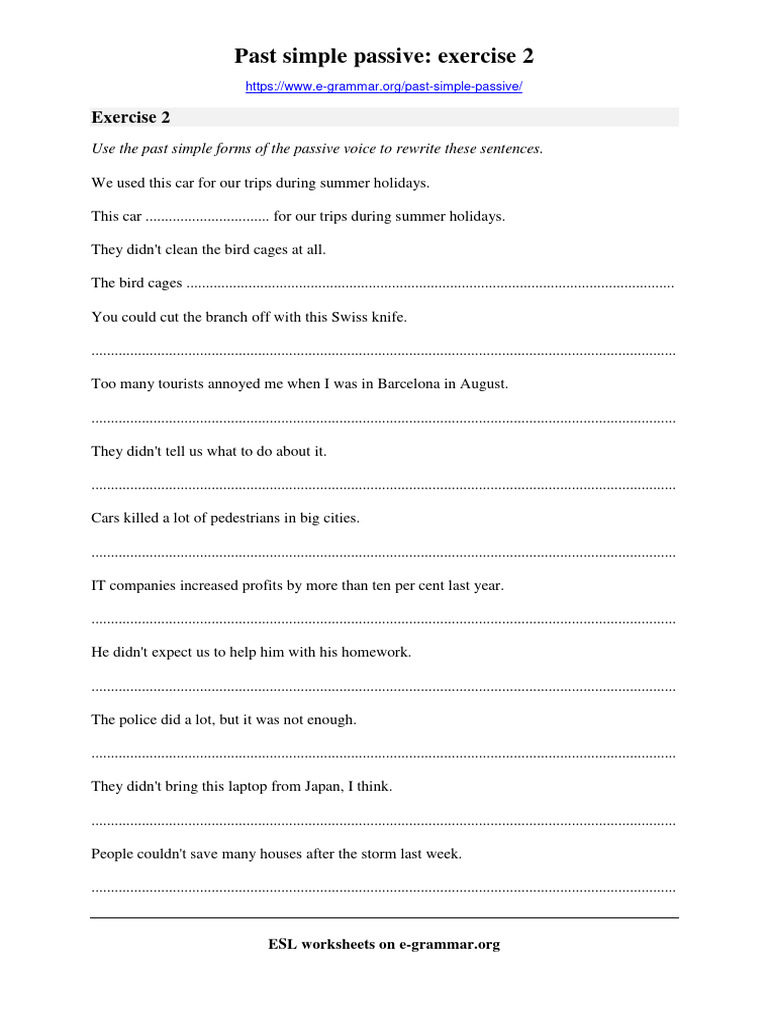 Past Simple Passive Exercise 2 | PDF