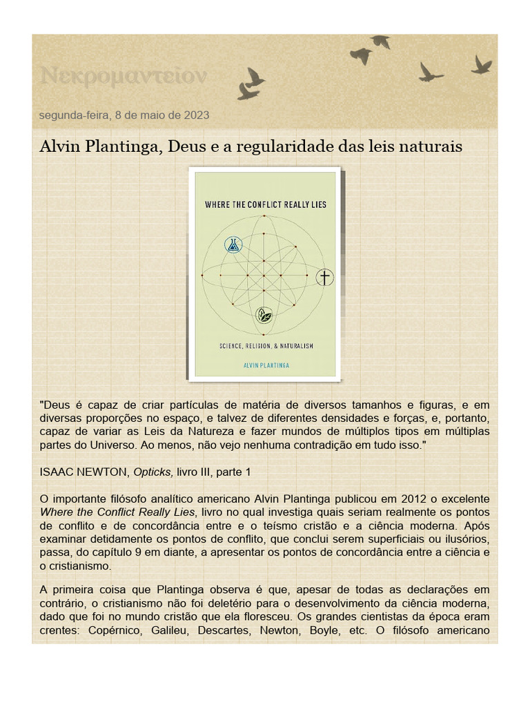Νεκρομαντεῖον- Alvin Plantinga, Deus e a regularidade das leis naturais | PDF | Science | Deus