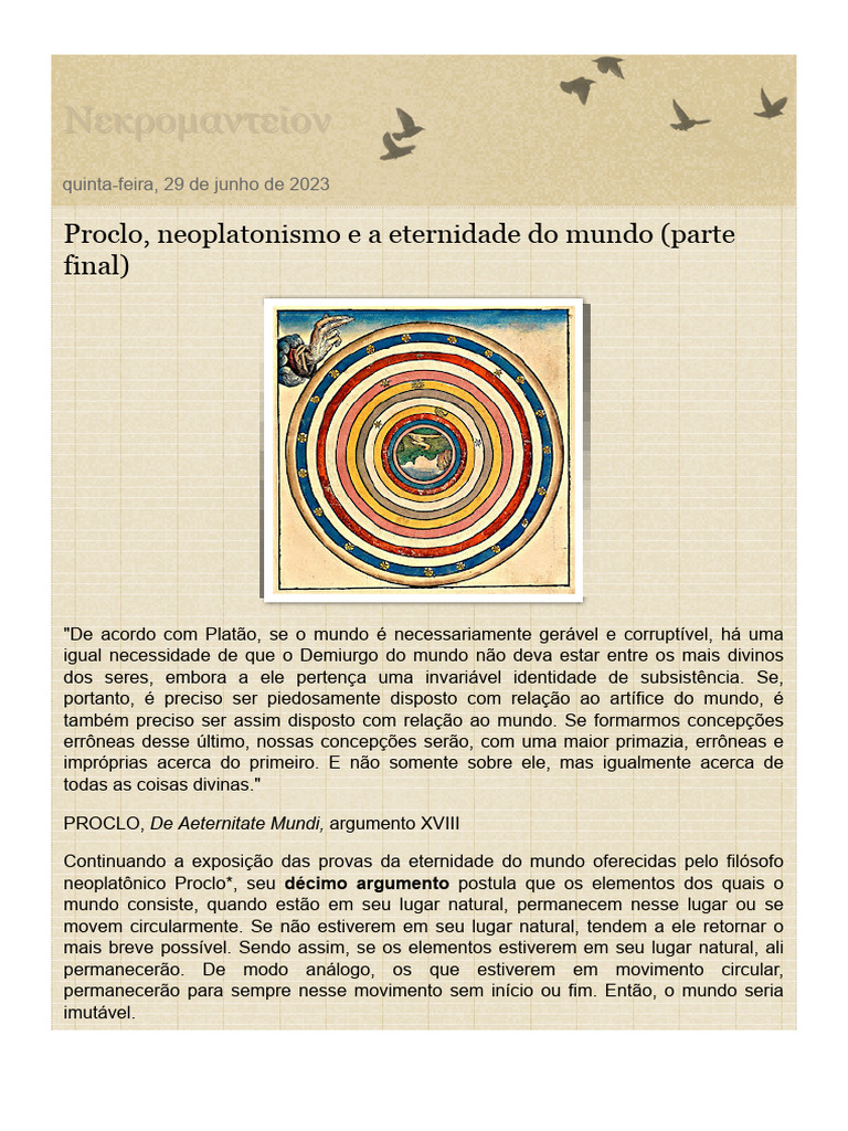 Νεκρομαντεῖον- Proclo, neoplatonismo e a eternidade do mundo (parte ...