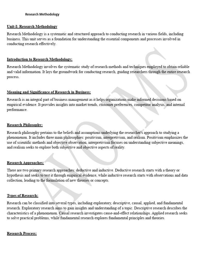 Research & Methodology (Unit1,2,3,4) | PDF | Sampling (Statistics ...