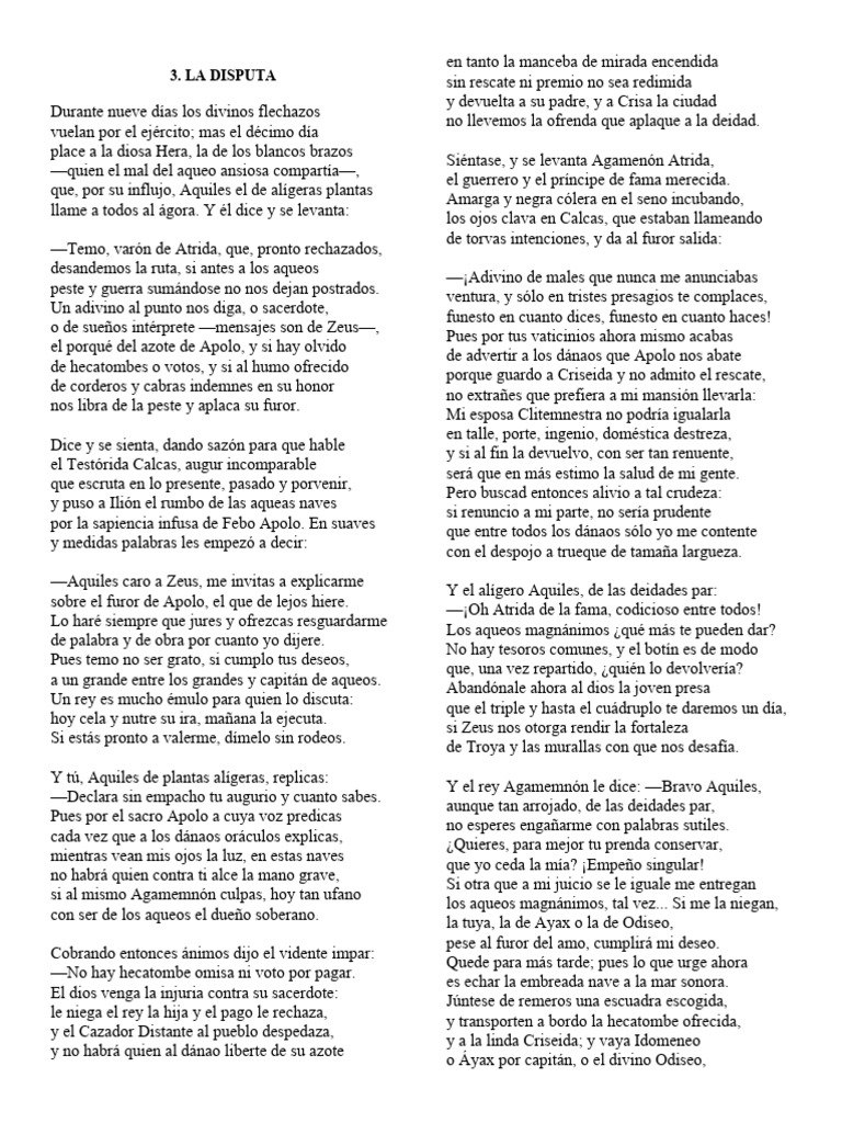 La Ilíada, Canto 3 Alfonso Reyes | PDF | Aquiles | Agamenón