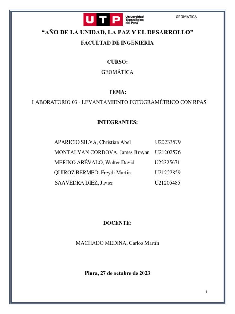 Levantamiento Fotogramétrico con Dron | PDF | Vehículo aéreo no ...