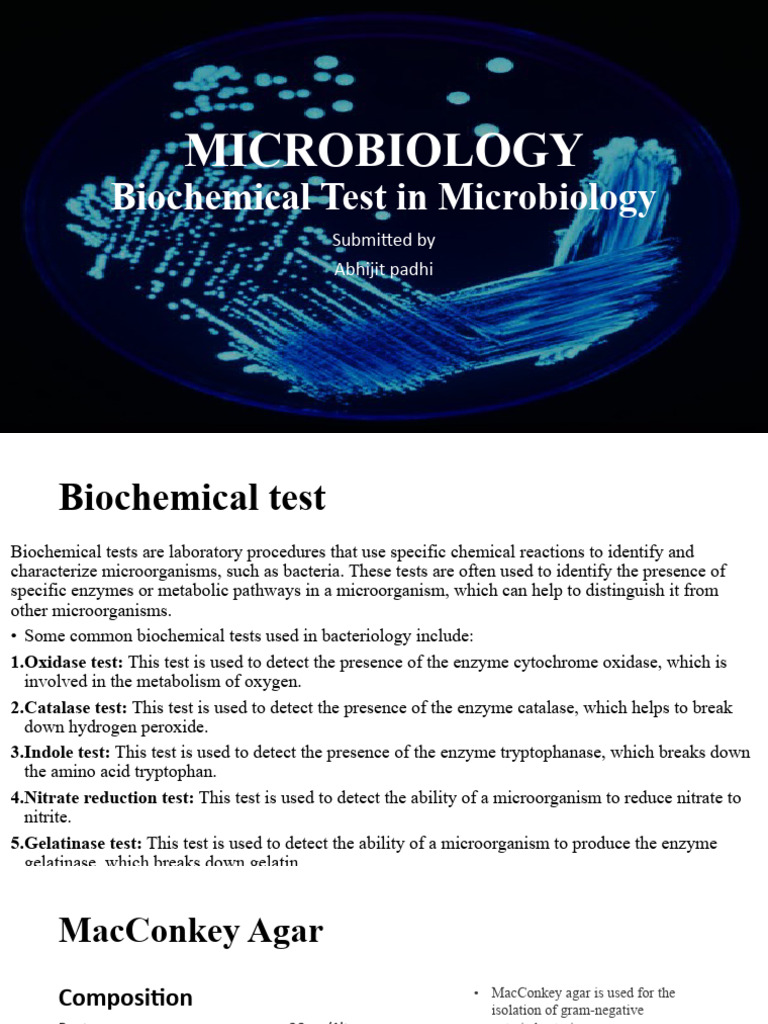 MICROBIOLOGY Biochemical Test | PDF | Nitrate | Bacteria