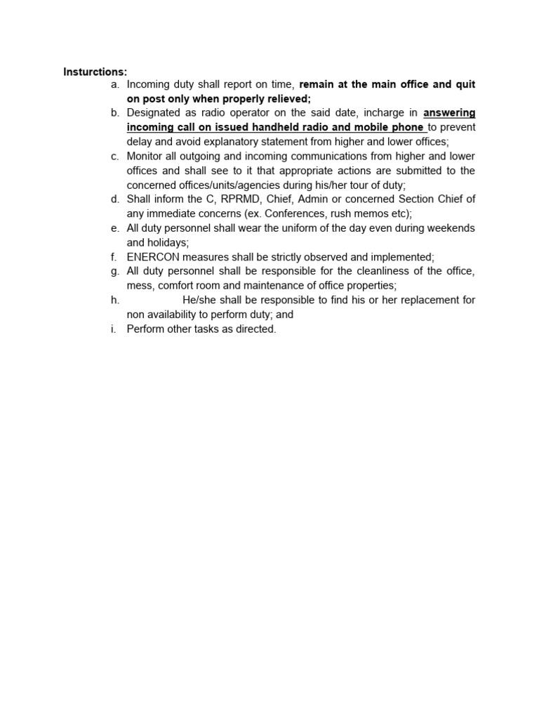 Insturctions | PDF