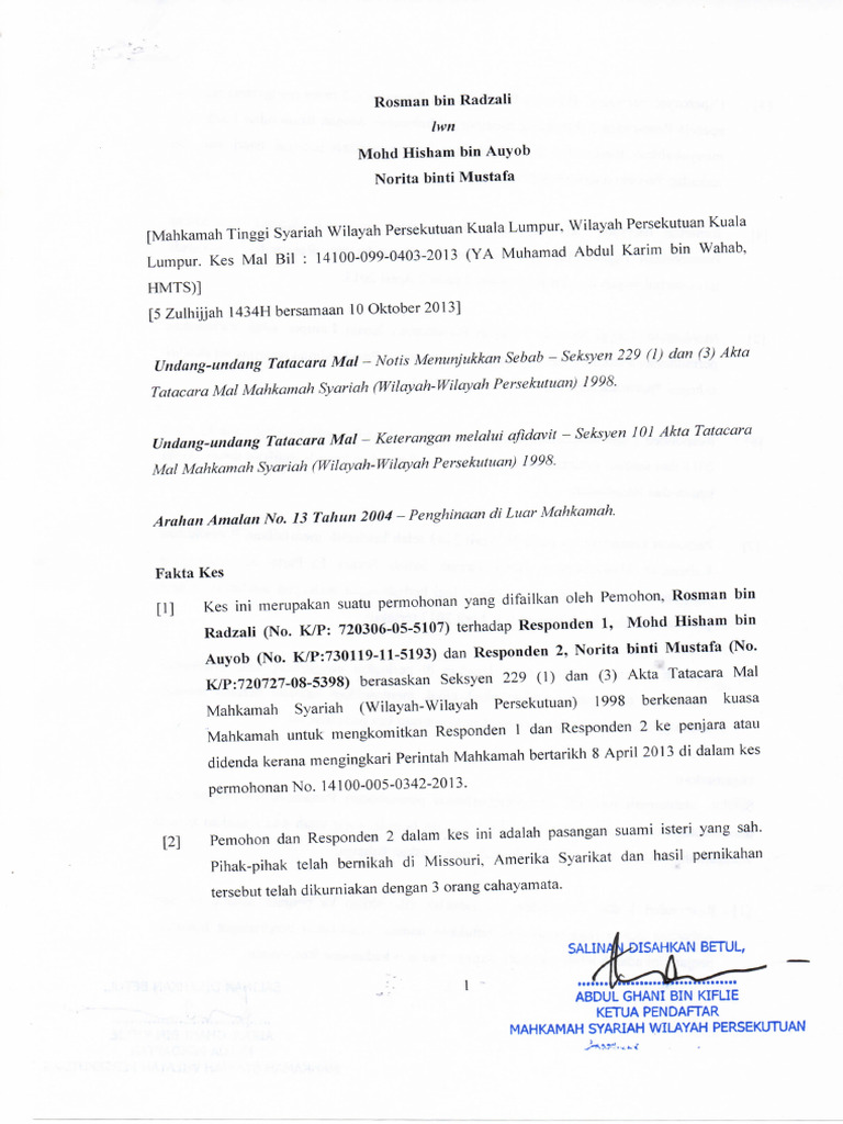 Alasan Penghakiman Komital - Norita | PDF