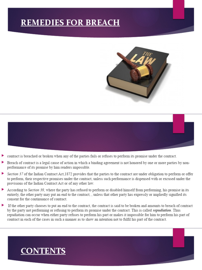 Remedies For Breach | PDF | Damages | Breach Of Contract
