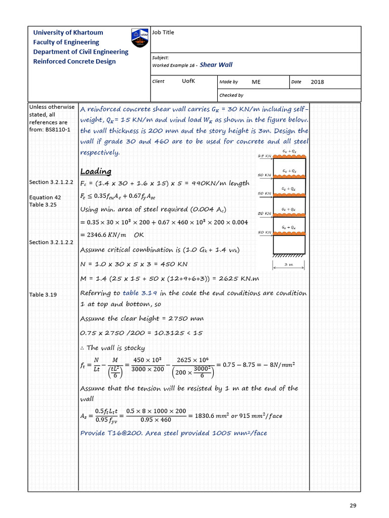 Civil Eng. Reinforced Concrete Examples | PDF | Wall | Building Materials