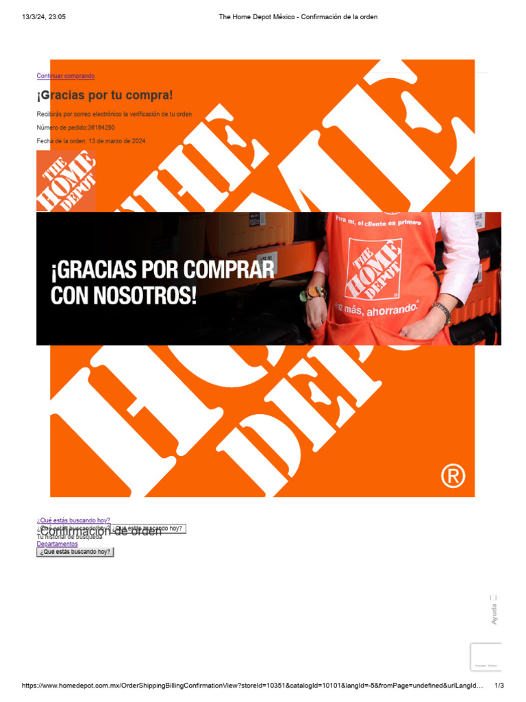 Confirmación de Pedido Home Depot | PDF | Industrias de servicio ...