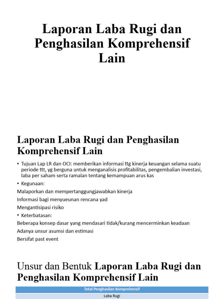 Laporan Laba Rugi dan Penghasilan Komprehensif | PDF | Pengelolaan ...