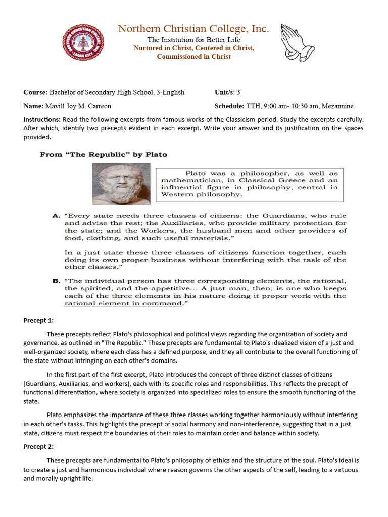 Classicism Worksheet 6 | PDF | Stoicism | Thought