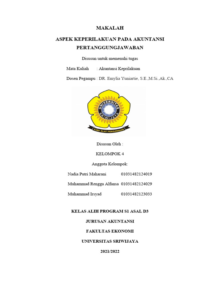 Makalah Aspek Keprilakuan Dan Akuntansi Pertanggungjawaban (LAH) | PDF