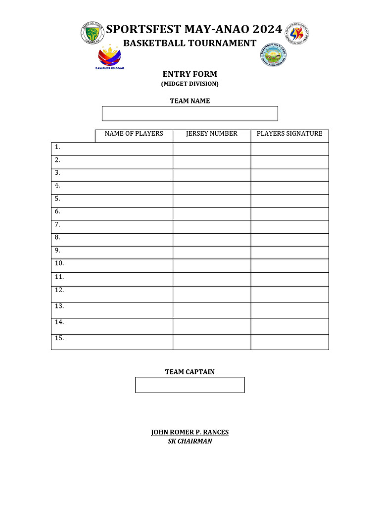 Basketball Entry Form | PDF