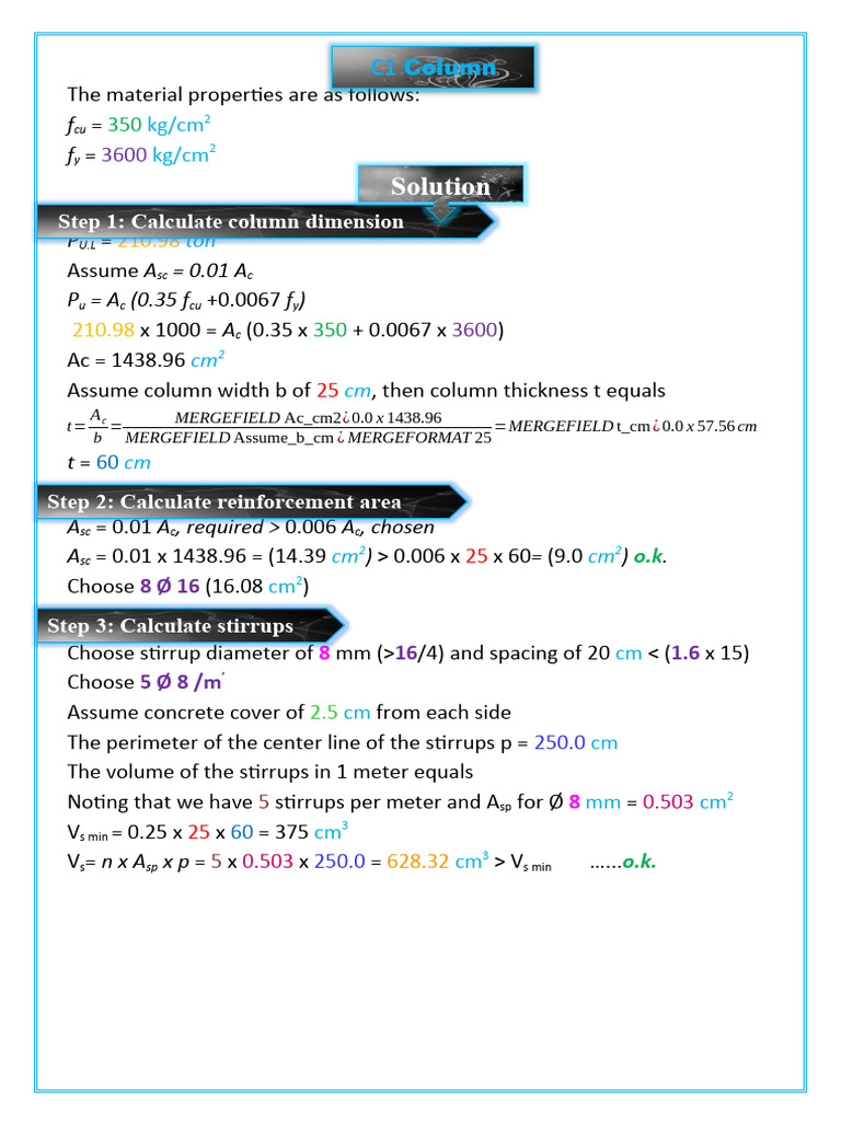 Axially Loaded Tied Columns Dimensions Are Not Known | PDF | Teaching Methods & Materials