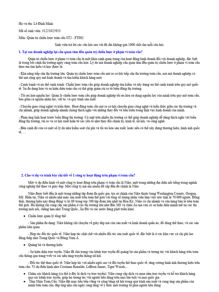 Bài tập LMS QTCLTC | PDF