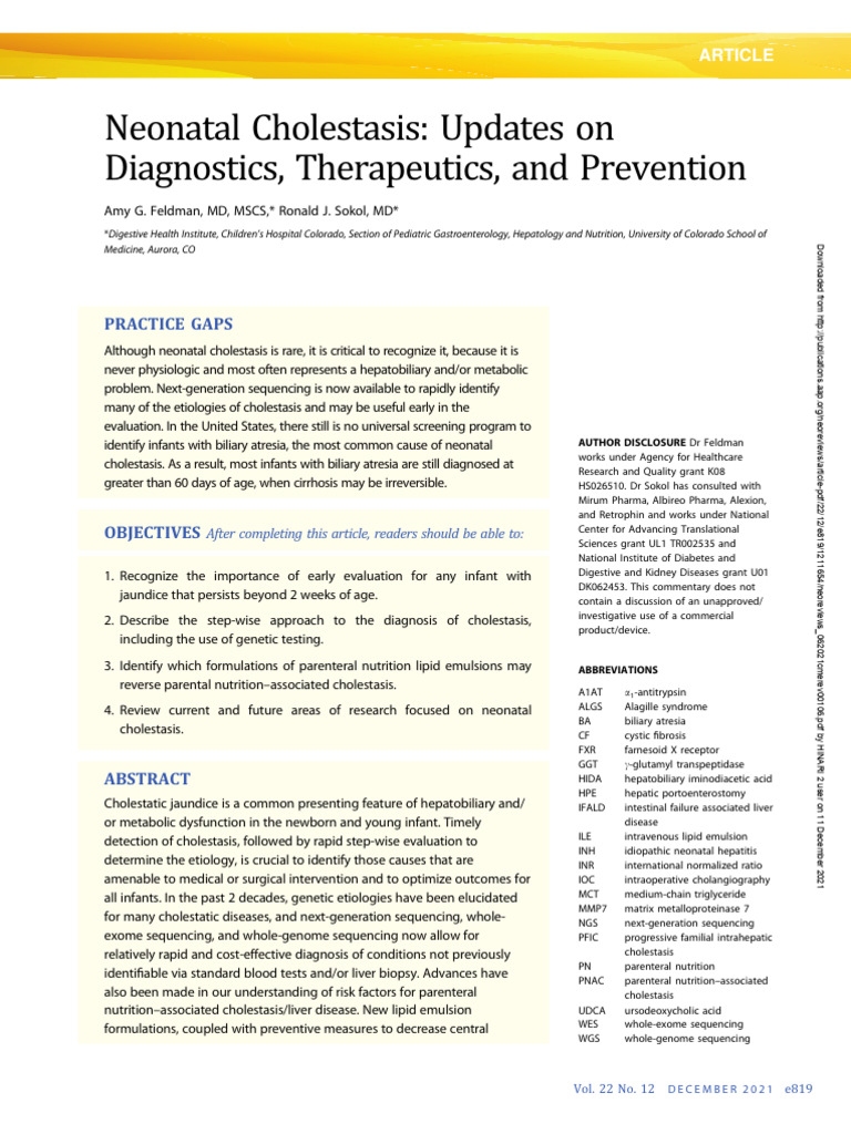 Neonatal Cholestasis 2021 | PDF | Diseases And Disorders | Liver