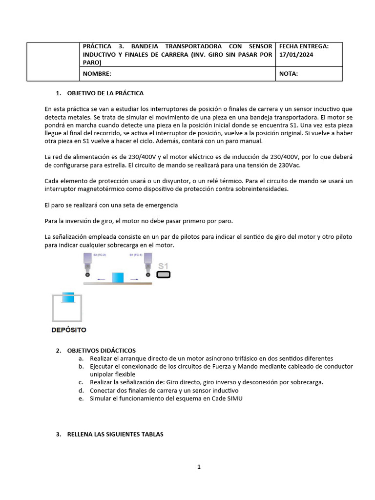 Practica3 - Bandeja Transportadora | PDF | Motores | Equipo