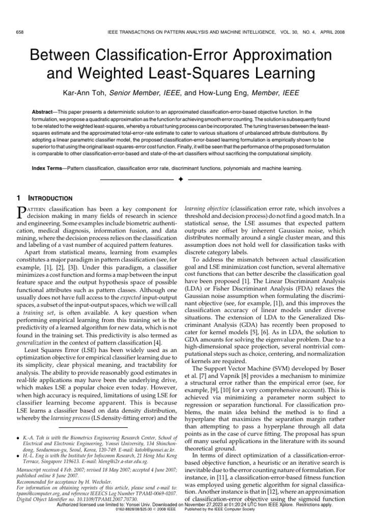 Between Classification-Error Approximation and Weighted Least-Squares ...