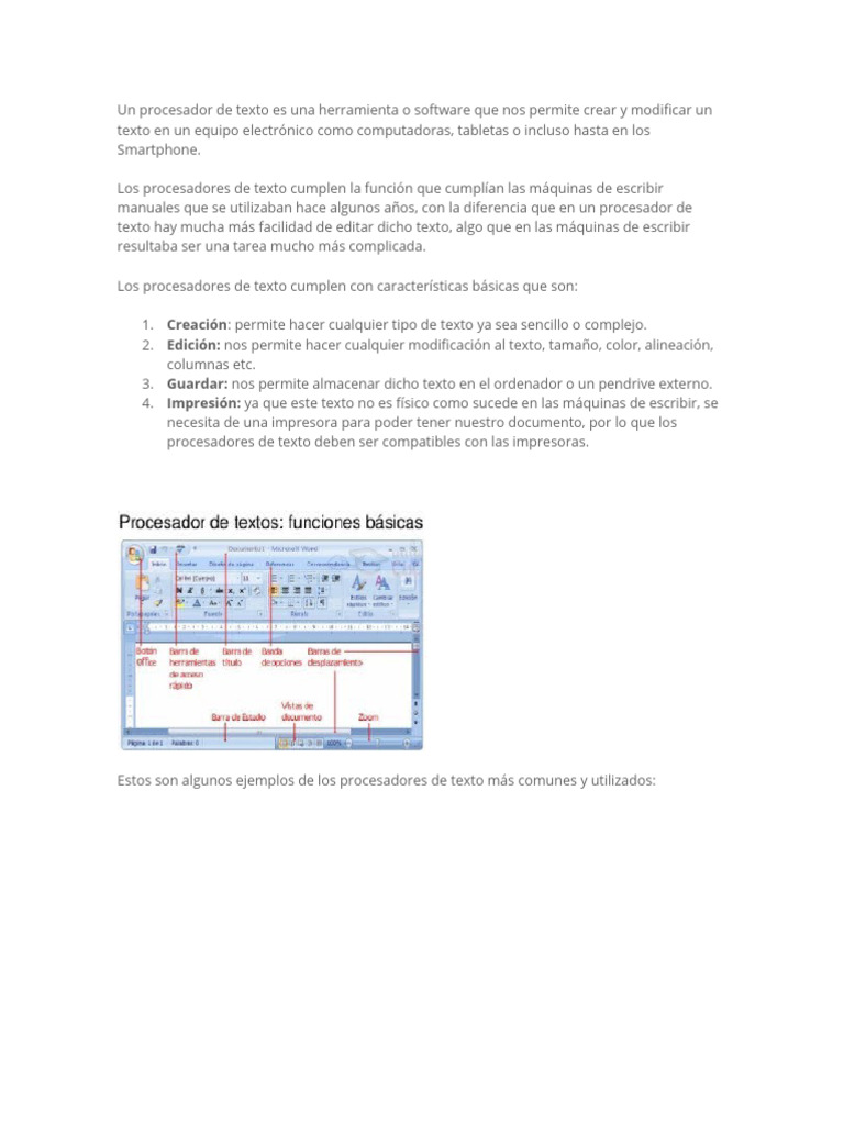 Procesadores de Texto | PDF | Procesador de textos | Microsoft Word