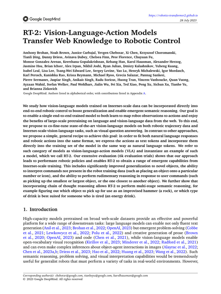 RT 2 | PDF | Robotics | Computing