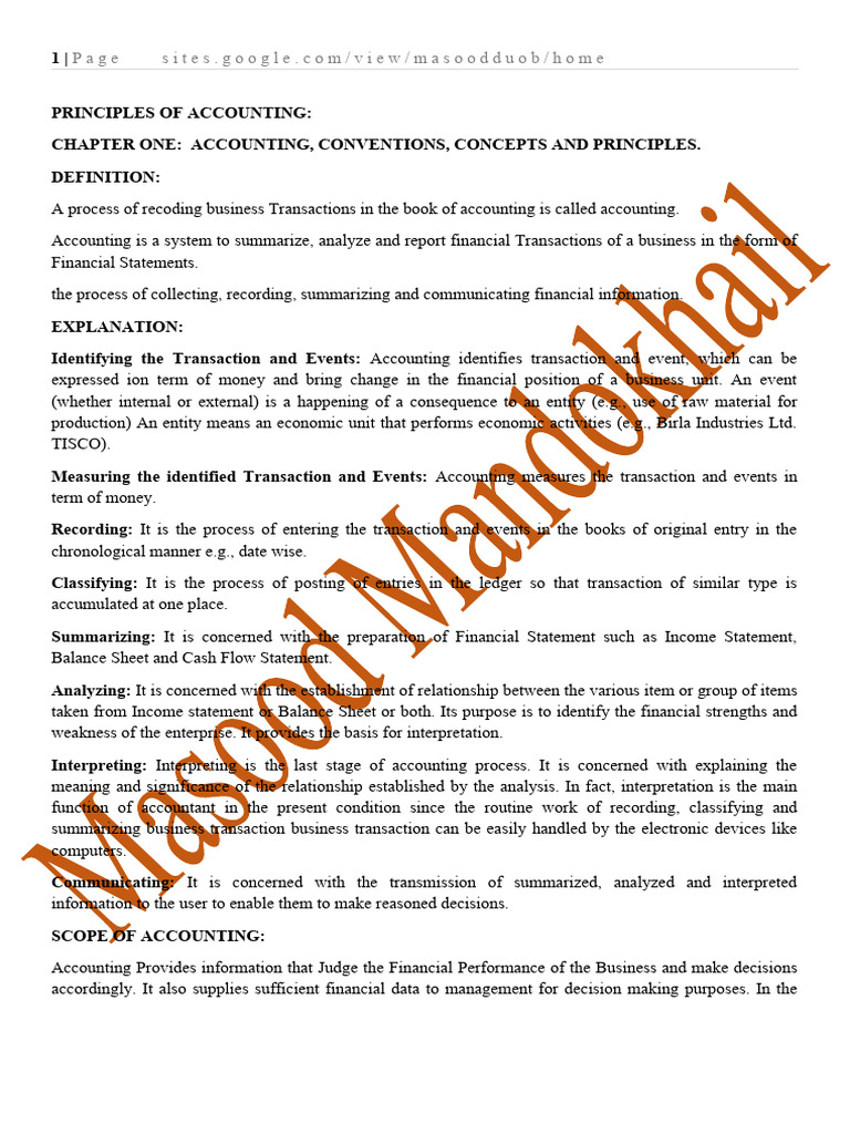 1 Chap 1 Accounting Nature Scope Concept And Convention Pdf