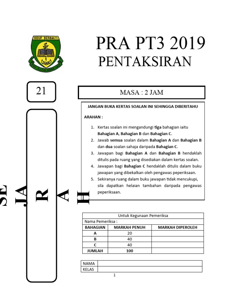 Format Instrumen Soalan Pt3 Sejarah | PDF