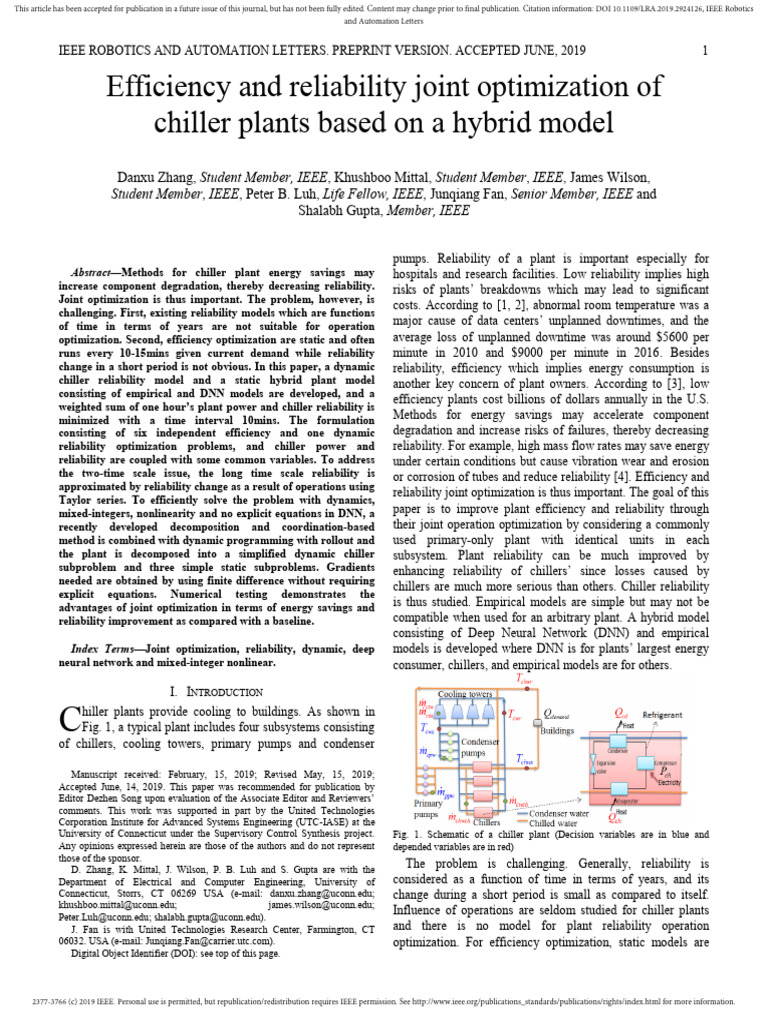 Efficiency and Reliability Joint Optimization of Chiller Plants Based ...