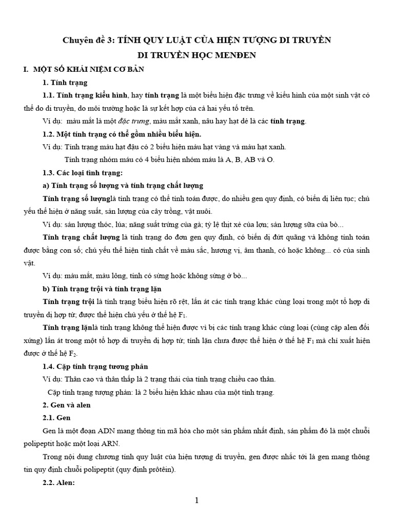 Chuyen de Di Truyen Theo Menden Cc69f3bb4c | PDF