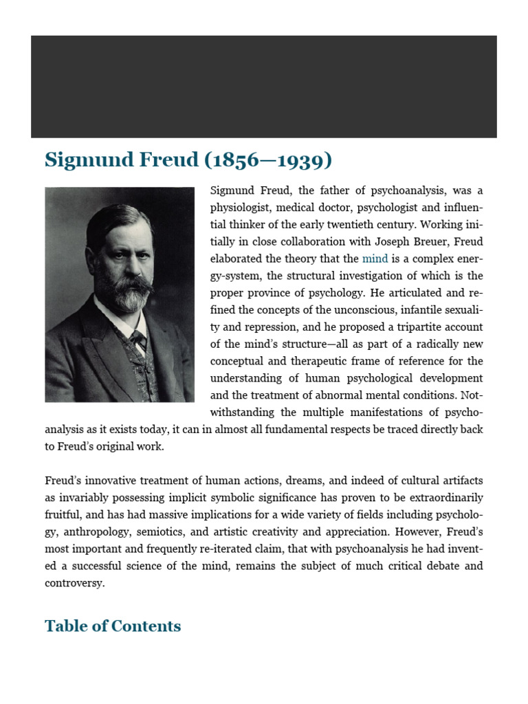 Sigmund Freud: Pioneer of Psychoanalysis | PDF | Id | Psychoanalysis