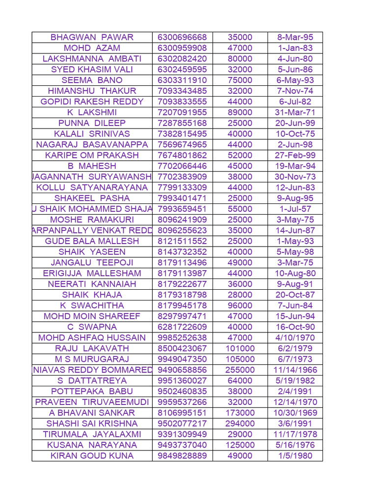 Business Loan Contact Data List | PDF