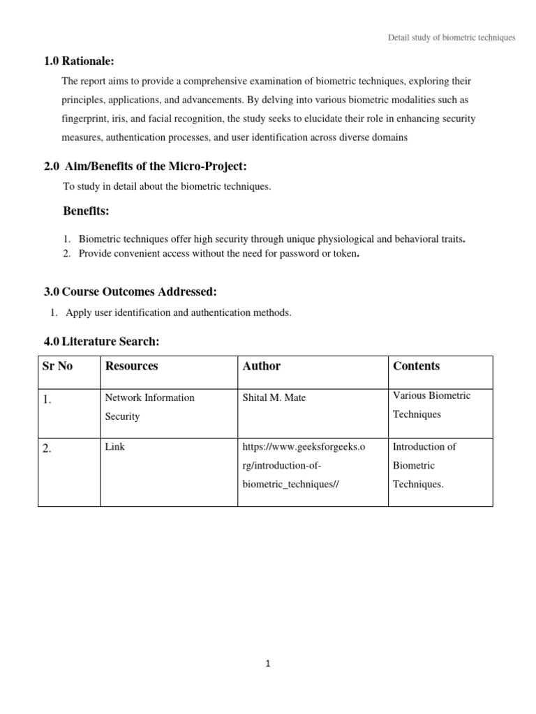 NIS Report | PDF | Biometrics | Fingerprint
