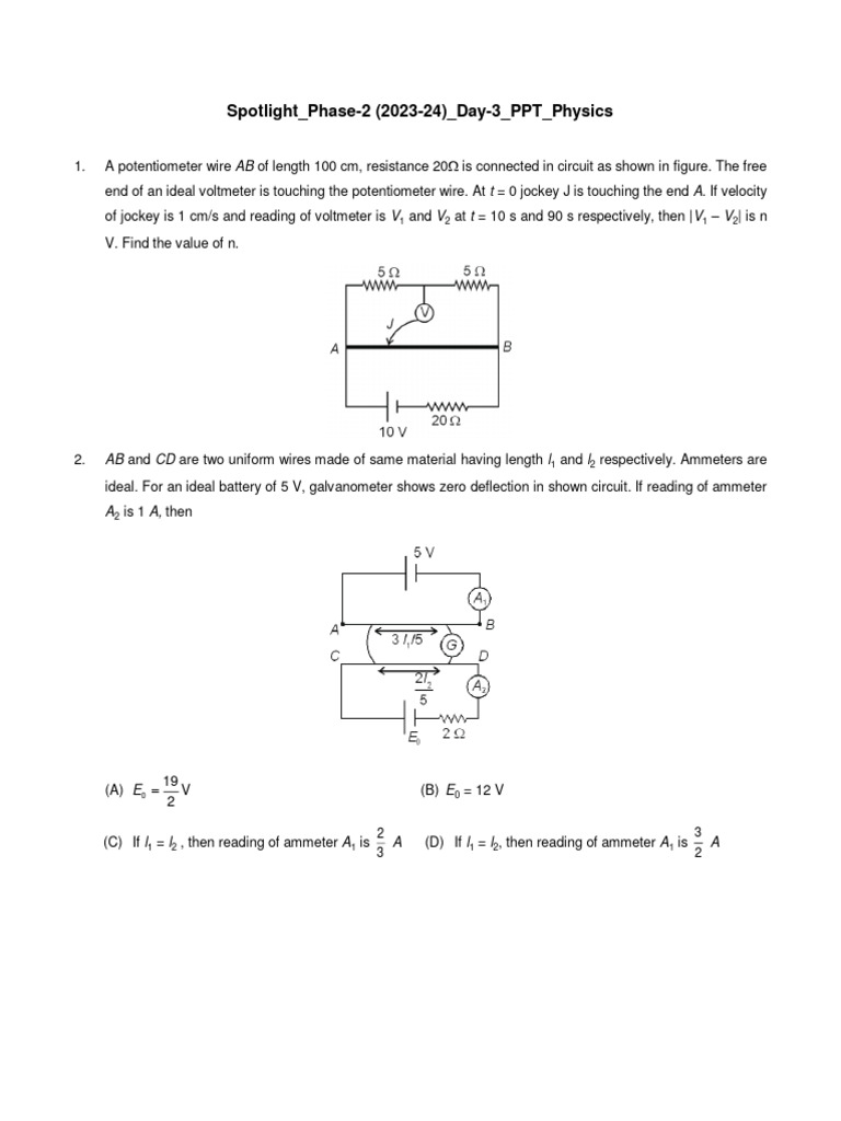 Spotlight Phase 2 2023 24 Day 3 Ppt Physics Pdf Capacitor