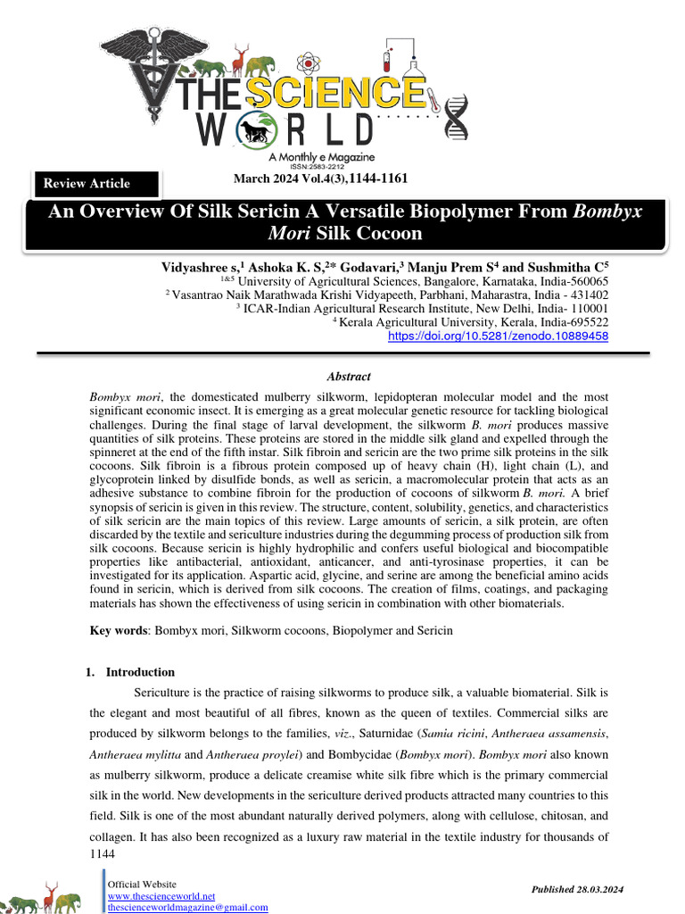 An Overview of Silk Sericin A Versatile Biopolymer From Bombyx | PDF ...