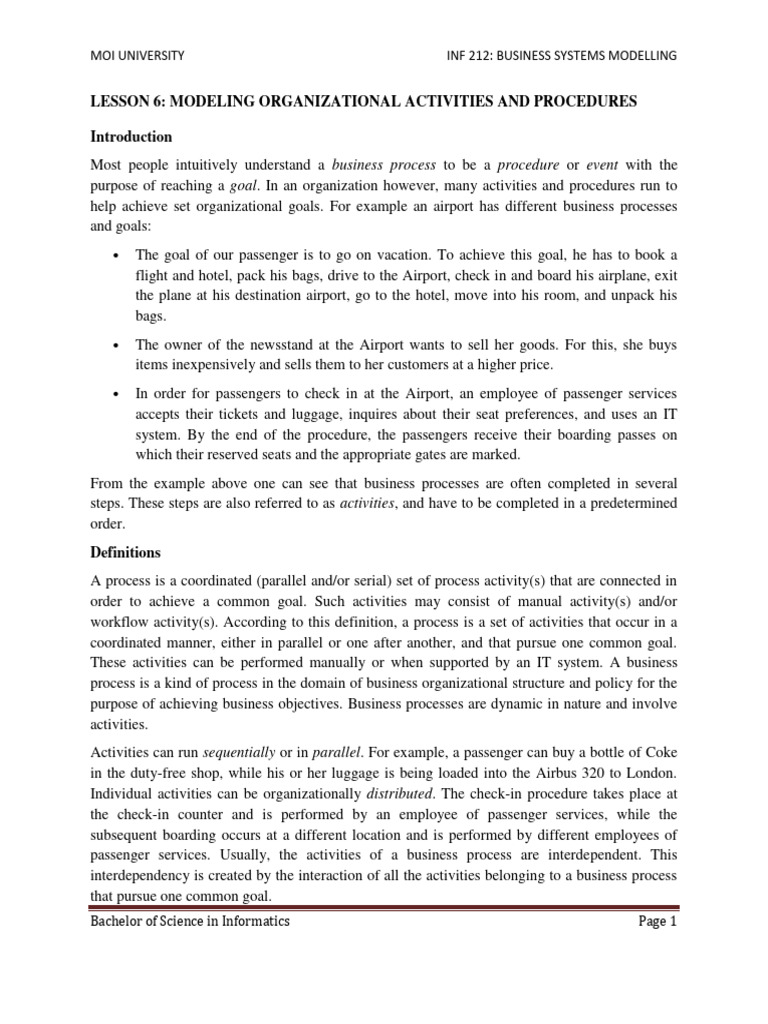 Lesson - Modelling Organization Activities-1 | Download Free PDF | Use ...