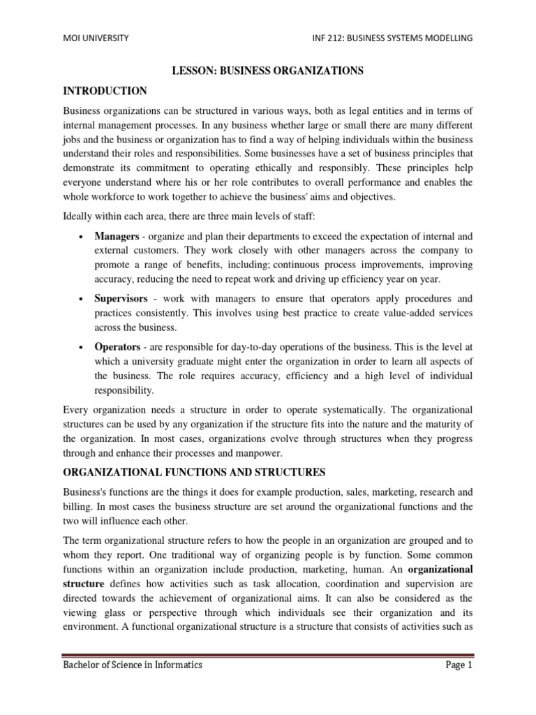 Lesson Organization Structure | Download Free PDF | Organizational ...